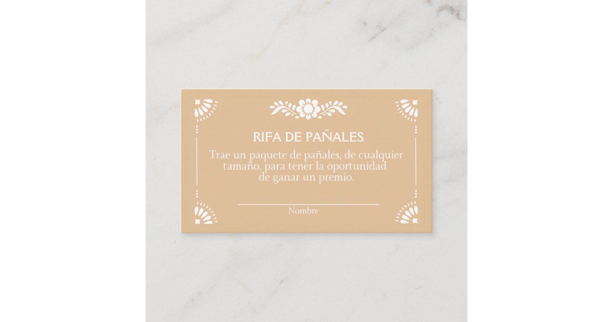 Cielito Lindo Brown Spanish Enclosure Raffle Card | Zazzle