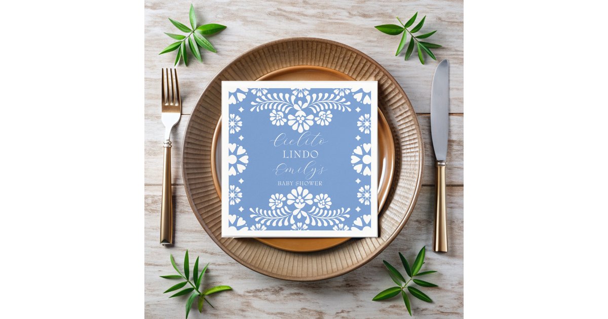 Cielito lindo dusty blue Mexican baby shower Napkins | Zazzle