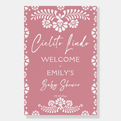 Cielito lindo dusty pink baby shower welcome sign | Zazzle