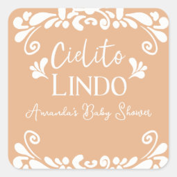 Cielito Lindo Mexican Fiesta Neutral Baby Shower Square Sticker | Zazzle