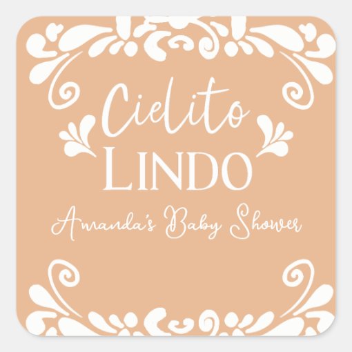Cielito Lindo Mexican Fiesta Neutral Baby Shower Square Sticker | Zazzle