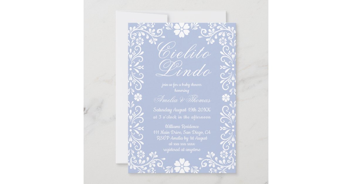 Cielito Lindo Periwinkle Mexican Baby Shower Invitation | Zazzle