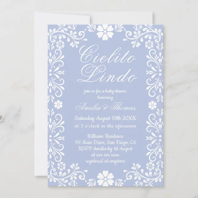 Cielito Lindo Periwinkle Mexican Baby Shower Invitation | Zazzle