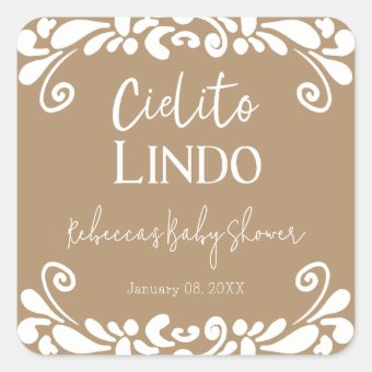 Cielito Lindo Talavera Mexican Fiesta Baby Shower Square Sticker | Zazzle