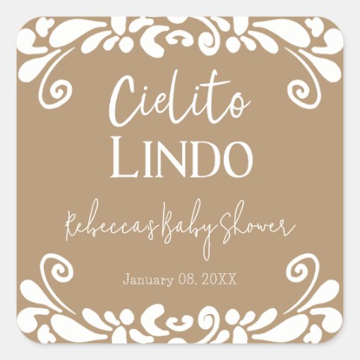 Cielito Lindo Talavera Mexican Fiesta Baby Shower Square Sticker | Zazzle