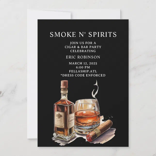 Cigar and Bar Bachelor Party Invitation | Zazzle