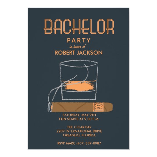 Cigar And Whisky Bachelor Party Invitation
