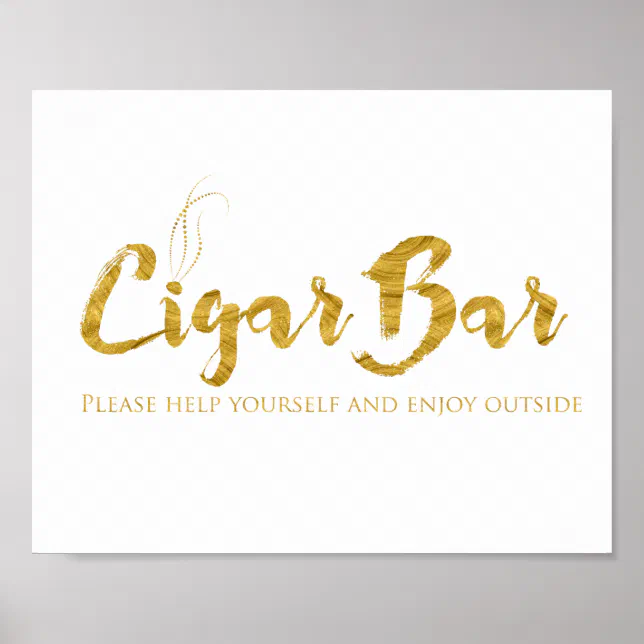 Cigar Bar Sign - Faux Gold Foil Shimmer | Zazzle