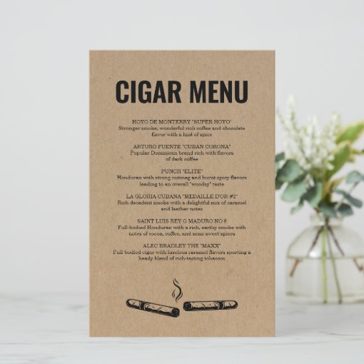 Cigar Menu | Zazzle