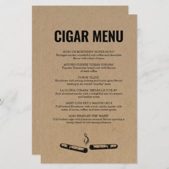 Cigar Menu | Zazzle