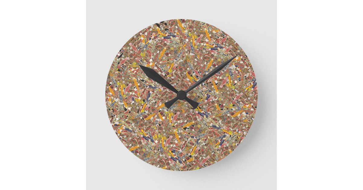 Cigar Ring Wrappers Round Clock | Zazzle