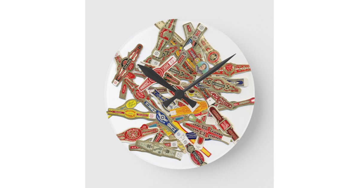 Cigar Ring Wrappers Round Clock | Zazzle