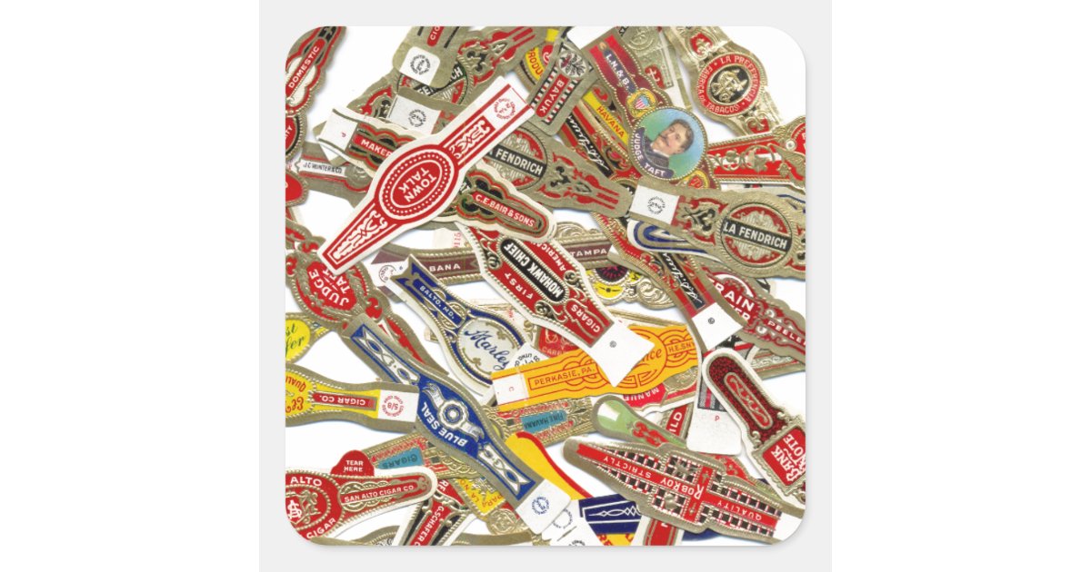 Cigar Ring Wrappers Square Sticker | Zazzle
