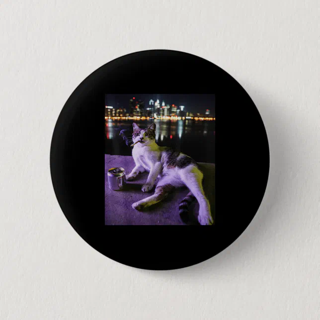 Cigarette Kitten Funny Smoking Cat Meme Stupid Bra Button | Zazzle