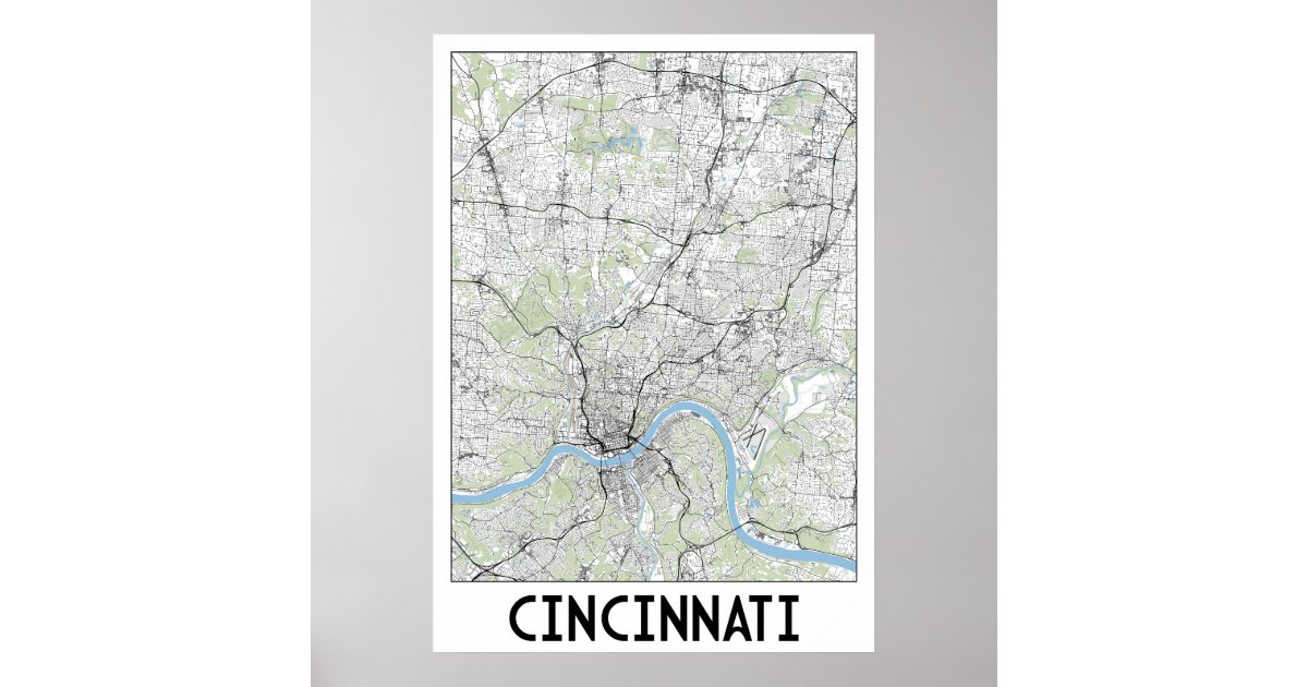 Cincinnati map poster | Zazzle