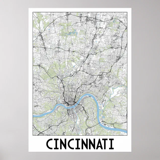 Cincinnati map poster | Zazzle