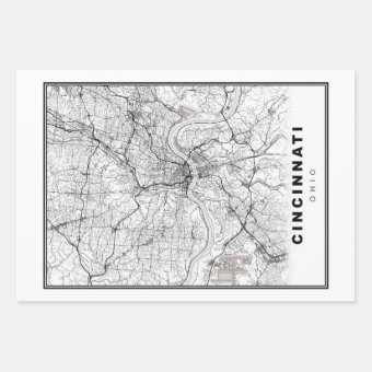 Cincinnati Map Wrapping Paper Sheets | Zazzle