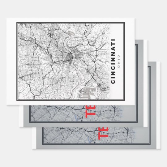 Cincinnati Map Wrapping Paper Sheets | Zazzle.com