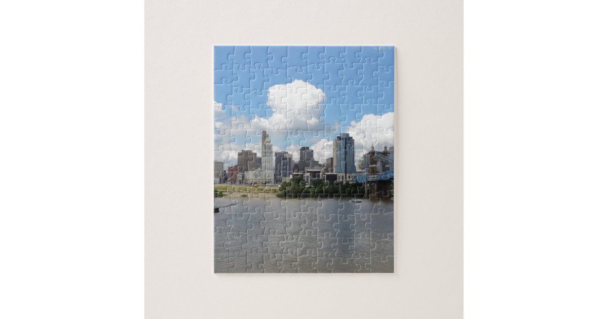 Cincinnati, Ohio skyline with the Ohio River Jigsaw Puzzle | Zazzle