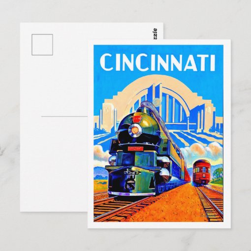 Cincinnati railway, trains,vintage travel postcard | Zazzle