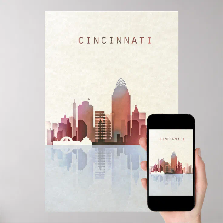 Cincinnati Skyline, Cincinnati Poster, Ohio Art Poster | Zazzle