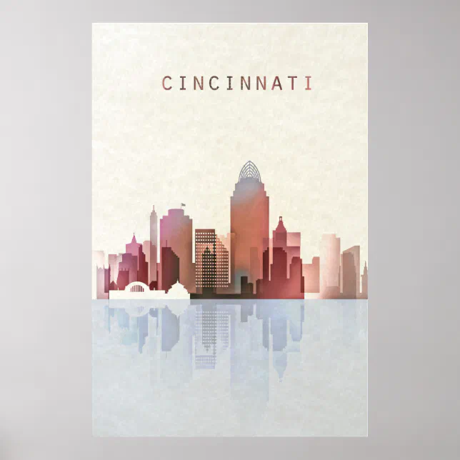 Cincinnati Skyline, Cincinnati Poster, Ohio Art Poster | Zazzle