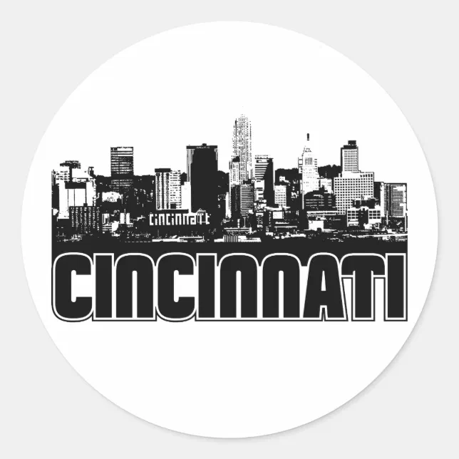 Cincinnati Skyline Classic Round Sticker | Zazzle