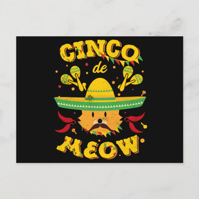 Cinco De Mayo Cat Cinco De Meow Kitten Sombrero Postcard Zazzle