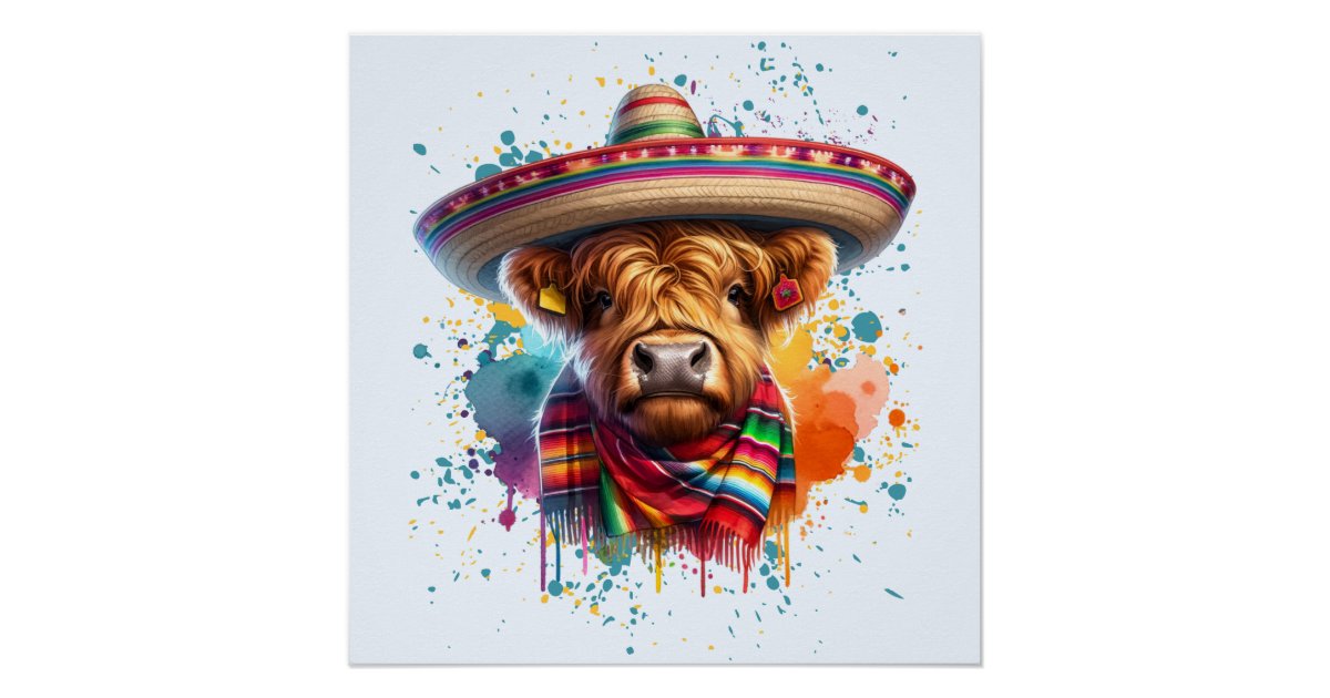 Cinco de Mayo Cow Poster | Zazzle