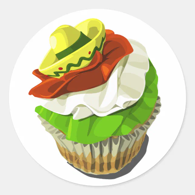 Cinco de Mayo cupcake sticker | Zazzle