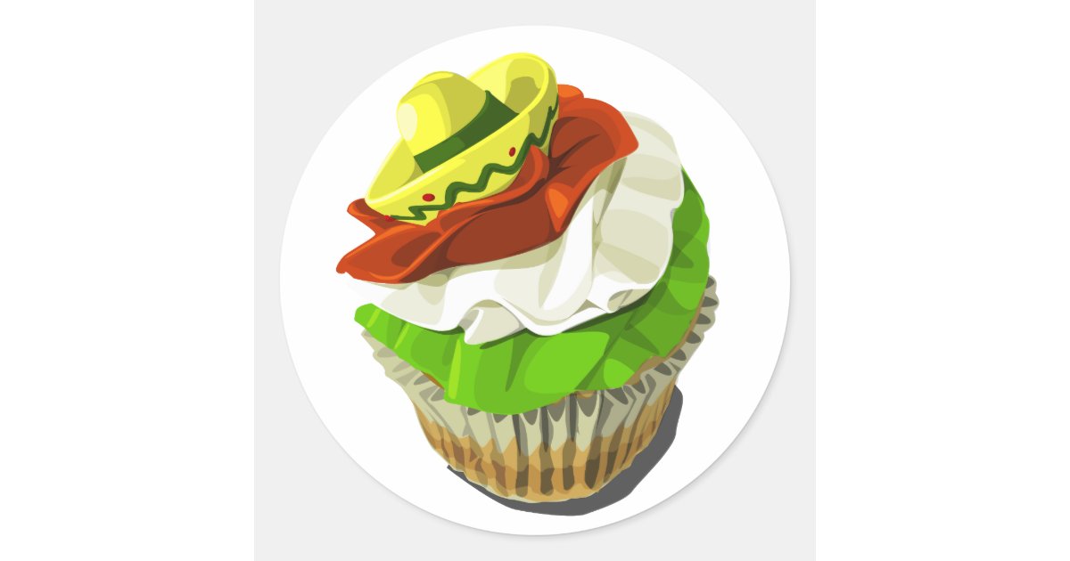Cinco de Mayo cupcake sticker | Zazzle