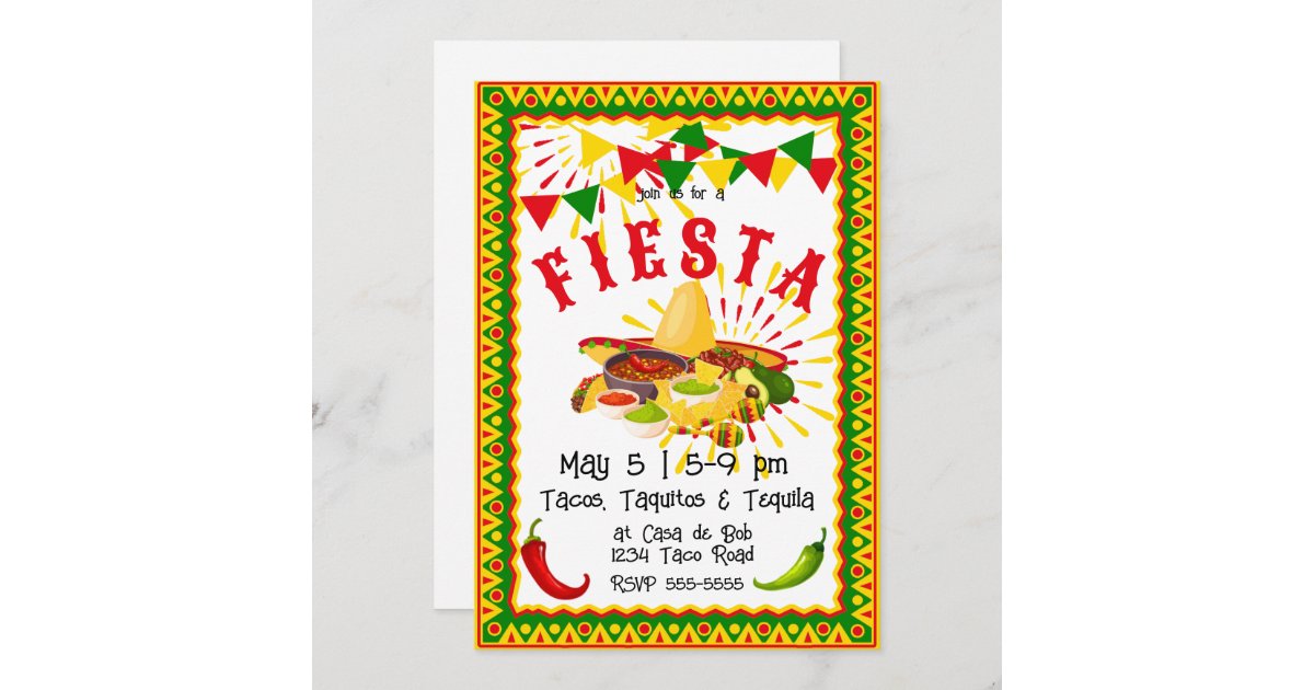Cinco de Mayo Fiesta Salsa Invitation | Zazzle