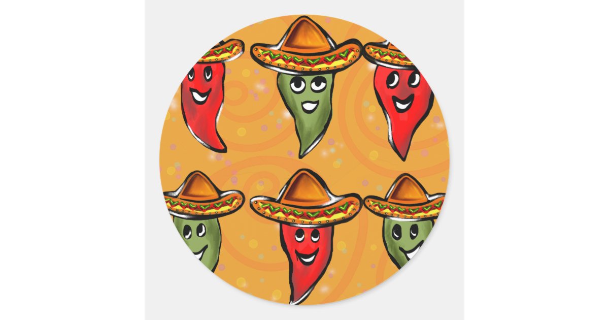 Cinco de Mayo Peppers Classic Round Sticker | Zazzle