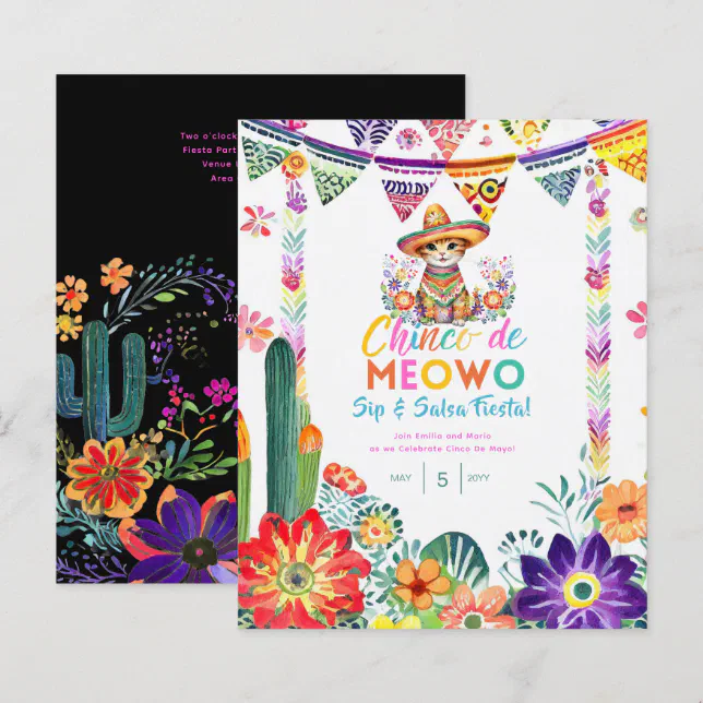 Cinco De Mayo Sip and Salsa Funny Cat FIESTA | Zazzle