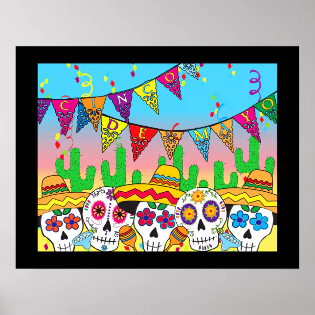 Cinco de Mayo Sugar Skull Print | Zazzle