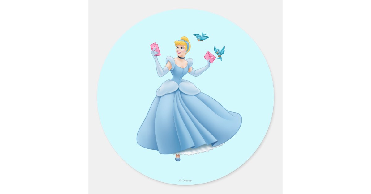 Cinderella and Birds Classic Round Sticker | Zazzle.com