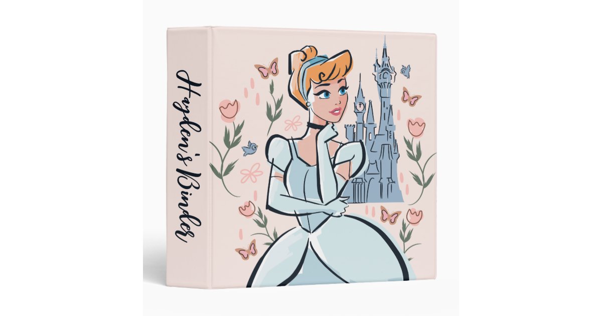 Cinderella and Castle Stylized Badge 3 Ring Binder | Zazzle