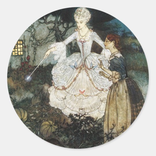 Cinderella and Fairy Godmother Classic Round Sticker | Zazzle.com