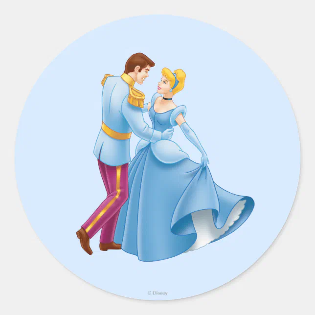 Cinderella and Prince Charming Classic Round Sticker | Zazzle