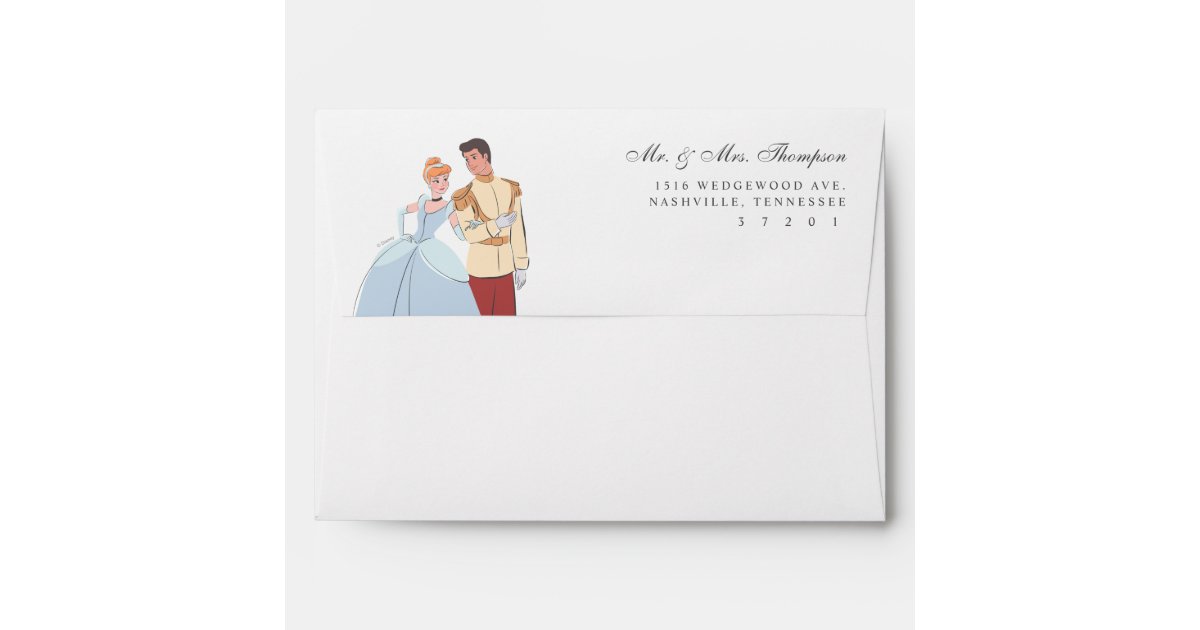 Cinderella and Prince Charming Wedding Envelope | Zazzle