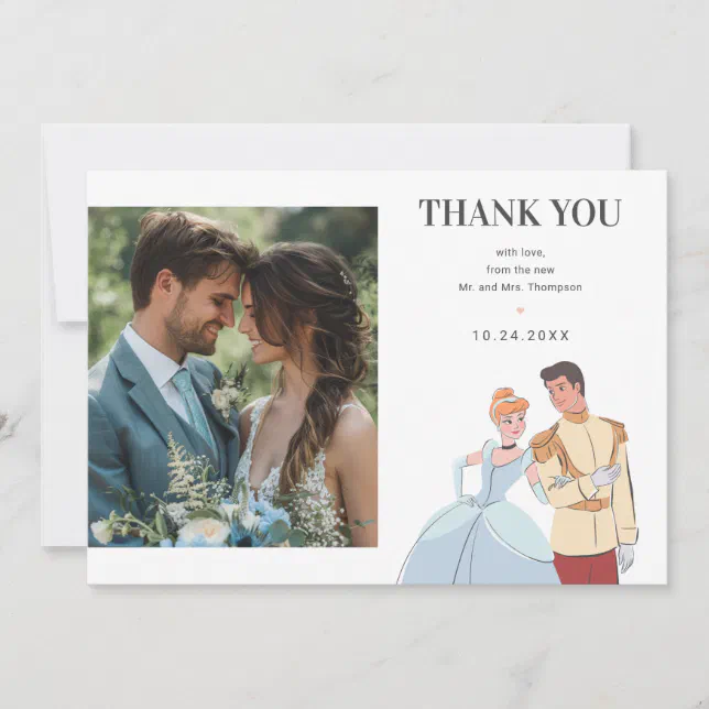 Cinderella and Prince Charming Wedding Thank You Card | Zazzle