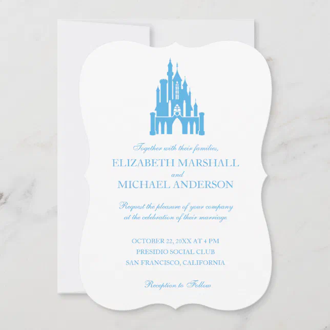Cinderella Blue Wedding Castle Invitation | Zazzle