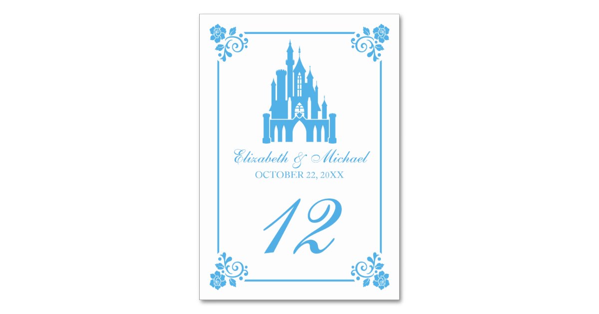 Cinderella Blue Wedding Castle Table Number | Zazzle
