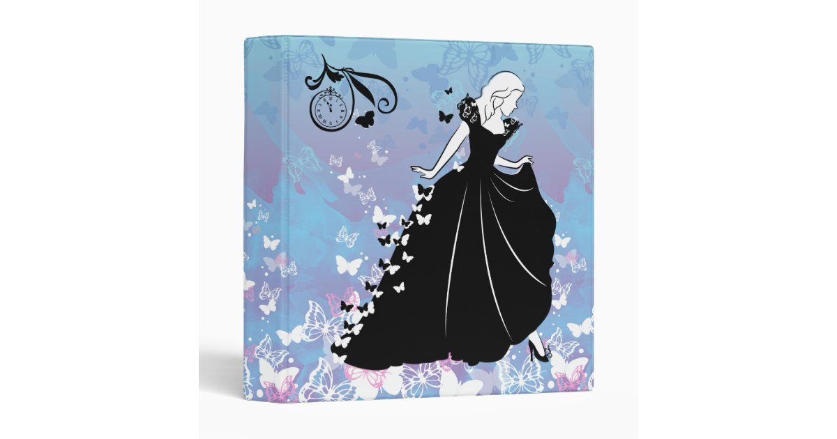 Cinderella Butterfly Dress Silhouette Binder | Zazzle