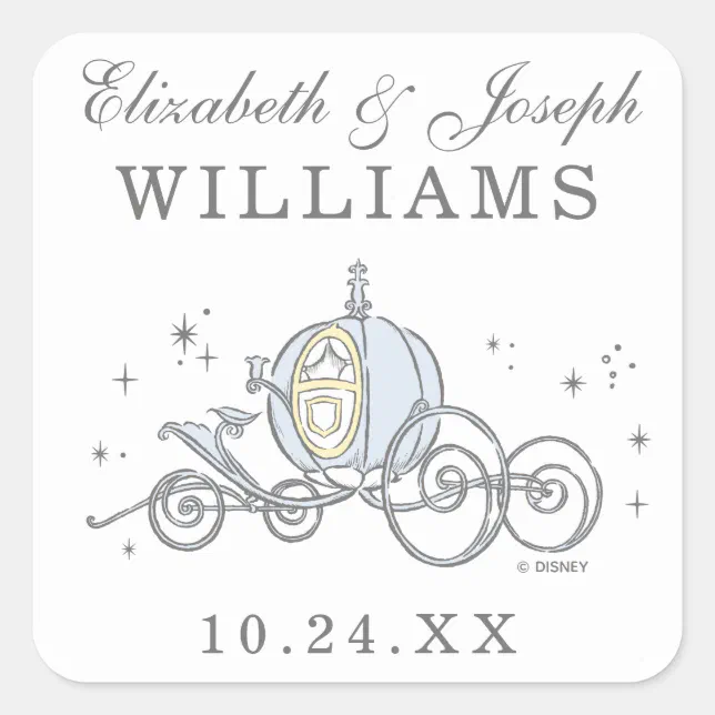Cinderella Carriage | Fairytale Wedding Square Sticker | Zazzle