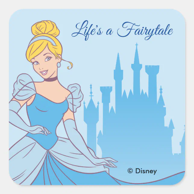 Cinderella & Castle Graphic Square Sticker | Zazzle