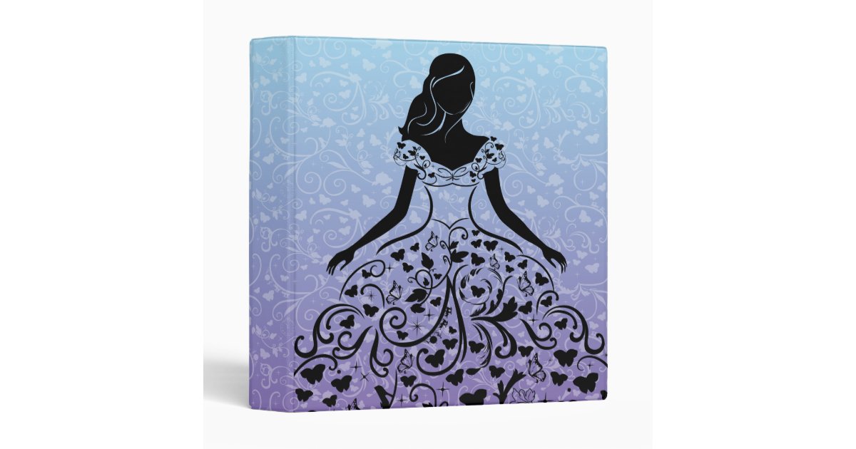 Cinderella Fanciful Dress Silhouette Binder | Zazzle