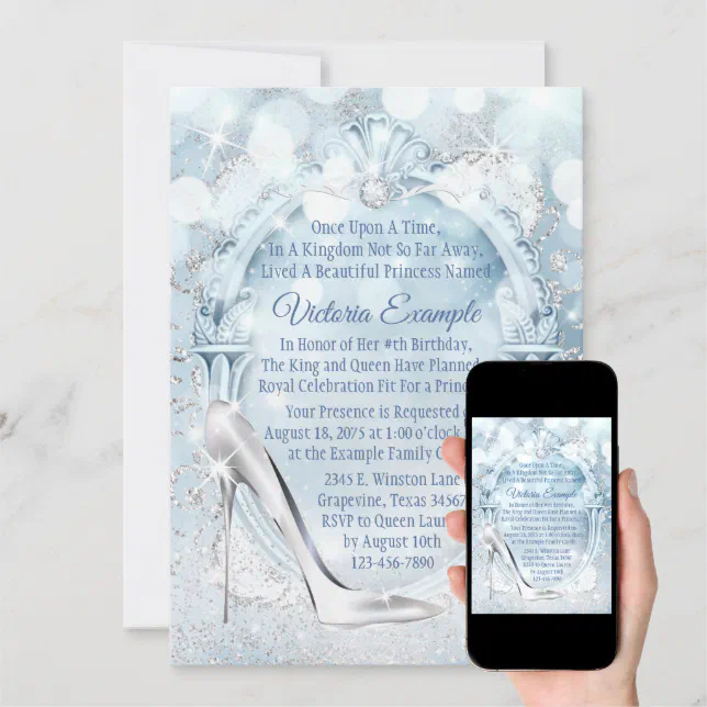 Cinderella Glass Slipper Birthday Party Invitation | Zazzle