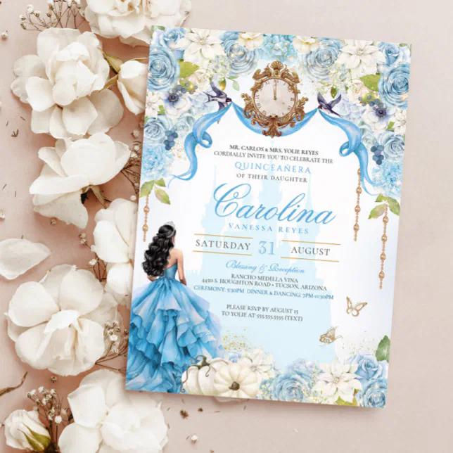 Cinderella Light Blue Royal Princess Quinceañera Invitation | Zazzle