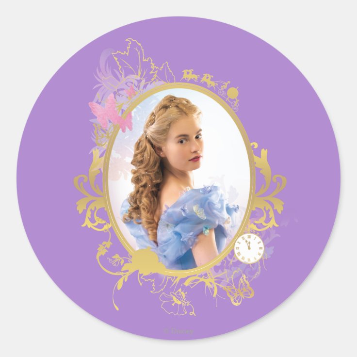Cinderella Ornately Framed Classic Round Sticker | Zazzle